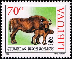 Stamp: European Bison (Bison bonasus) (Lithuania(European Bison) Mi:LT ...