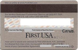Bank Card: First USA (First USA Bank, United States of America) Col:US ...
