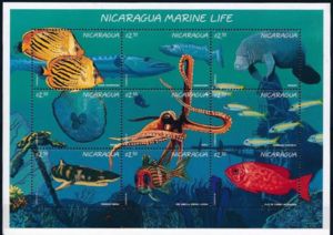 Stamp: Marine Life (Nicaragua(Marine Life) Mi:NI 3800-3808KB,Sn:NI 2187 ...