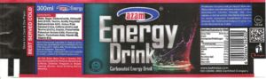 Drink Label: AZAM - Energy Drink 300 ml (Bakhressa Food Product, Ltd ...