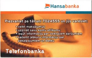 Pocket Calendar: Telephone Bank (Hansabanka) (Latvia(Banks) Col:LV-2000 ...