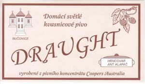 Drink Label: Draught (Minipivovar Hrncovar Bučovice, Czech RepublicCol ...