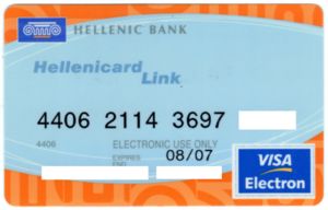 Bank Card: HELLENIC BANK Hellenicard Link VISA Electron (12/03 ...