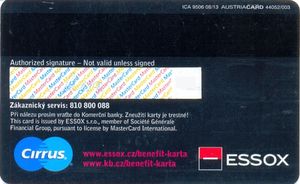 البطاقات المصرفية: KB - Essox benefit karta (ESSOX, التشيكCol:CZ-MC-0152.01