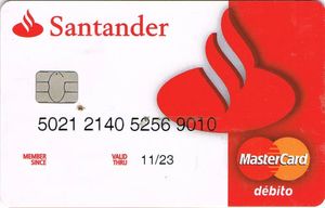 Bank Card: Santander Debito (Banco Santander, BrazilCol:BR-MC-0061.02