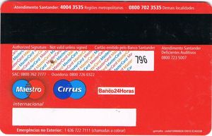 Tarjeta de Banco: Santander Debito (Banco Santander, BrasilCol:BR-MC ...