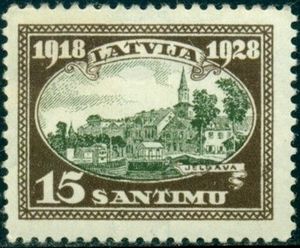 Stamp: Jelgava (Mitau) (Latvia(10th Anniversary of Independence) Mi:LV ...