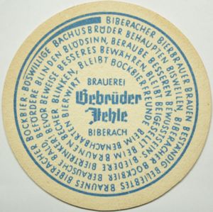 Beer Coaster: Jehle (Landbierbrauerei Gebrüder Jehle, Germany, Federal ...