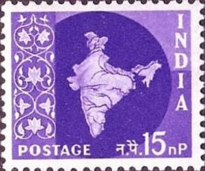 Stamp: Map of India (India(Map of India) Mi:IN 267,Sn:IN 283,Yt:IN 78 ...