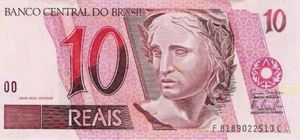 Banknote: 10 Reais (Brazil(1994-2012 ND "Real" Issue) Wor:P-245Аm,Ww :C301
