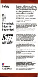 Safety Card: B-777 Overwater (United Airlines, United States of ...
