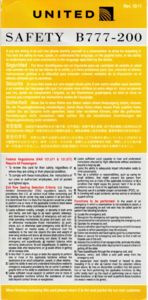 Safety Card: B777-200 (United Airlines, United States of AmericaCol:UAL ...