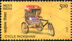 Stamp: Cycle Rickshaw (India) (Transport Through the Ages) Mi:IN 3135 ...