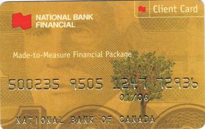 Bank Card: Client Card (National Bank Financial, CanadaCol:CA-CR-0006