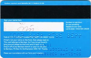 Bank Card: Barclays (Barclays Bank, United Kingdom of Great Britain ...