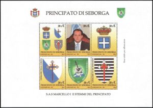 Stamp: Coat of arms from the Principality of Seborga S/S (Cinderellas ...