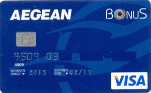 Bank Card: Aegean Bonus Visa (10/13) (ALPHA BANK, GreeceCol:GR-VI-0179.03