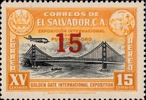 Stamp: Golden Gate Bridge - overprinted (El Salvador(Golden Gate ...