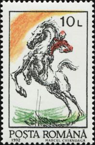 Stamp: Horse (Equus ferus caballus) with Rider (Romania(Horses (1992 ...