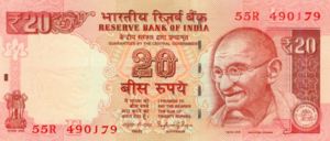 Banknote: 20 Rupees (India) (2011-2018 New Rupee Symbol Issue) Wor:P-103k