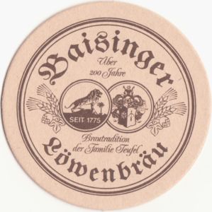 Sous-bock de bière: Baisinger Löwenbräu (Baisinger BierManufaktur ...