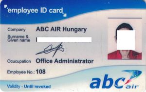 Functional Card: ABC Air - Employee ID Card (Airlines, Hungary(ABC Air ...