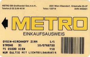 Functional Card: Metro - Einkaufsausweis (Shops - Supermarkets, Austria ...