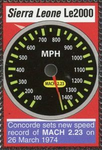 Stamp: Concorde sets new speed record, Speedometer (Sierra Leone ...