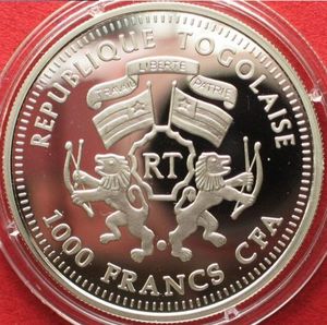Moeda: 1,000 CFA Francs (Mary Rose 1511-2009) (Togo(1999 - German themes)