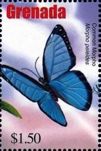 Stamp: Common morpho (Morpho peleides) (Grenada) (Butterflies (2002 ...
