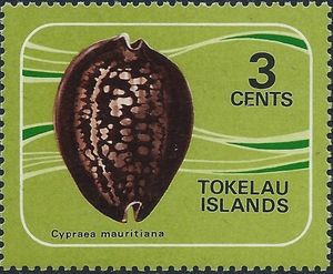 Stamp: Chocolate Cowry (Cypraea mauritiana) (Tokelau(Cowrie Shells) Mi ...