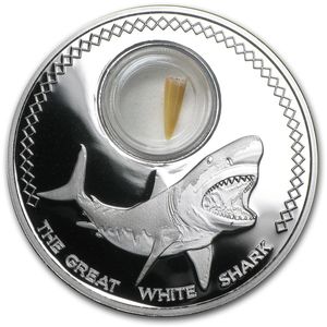 Coin: 5 Dollars (Great White Shark) (Tokelau(2012 - Fauna)