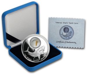 Coin: 5 Dollars (Great White Shark) (Tokelau(2012 - Fauna)