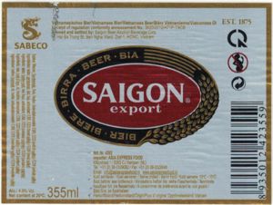 Drink Label: Saigon Export (SABECO-Saigon Beer Alcohol Beverage ...