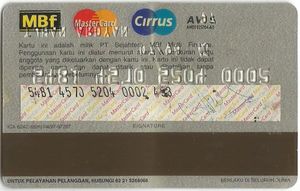Bank Card: MBf MASTERCARD INTERNATIONAL (MBf, IndonesiaCol:ID-MC-0045