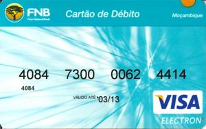 Cartões de bancos: Fnb (FNB, Moçambique) Col:MZ-VI-0010