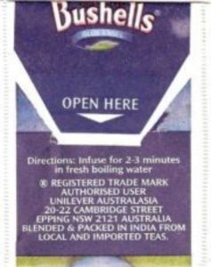 Tea Bag: Blue Label Tea Bag (Bushells, AustraliaCol:TB-AU-0019 🍵