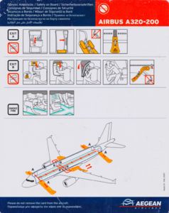 Safety Card: Airbus A320-200 (Aegean Airlines, GreeceCol:AEE-GR-0002