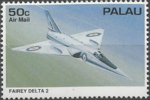 Stamp: Fairey Delta 2 (Palau(Research and Experimental Jet Propelled ...
