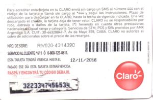 Phonecard: Claro Con Tarjeta Rinde Más $20 (Claro, Argentina(Rinde Más ...
