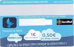Tarjeta de Banco: Feebbo (Banco Bilbao Vizcaya, EspañaCol:ES-VE-0382