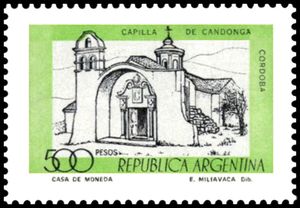 Stamp: Capilla de Candonga, Córdoba (Argentina) (Building definitives ...