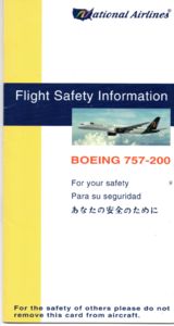 Safety Card: Boeing 757-200 (National Airlines, United States of ...
