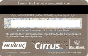 Bank Card: Crestar Check Card (Crestar Check Card, United States of ...