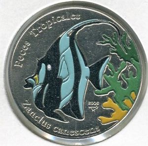 Coin: 10 Pesos (Tropical Fish. Moorish Idol) (Cuba) (2005 - Tropical ...