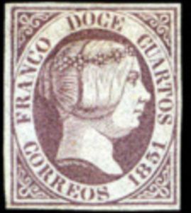 Stamp: Queen Isabel II (Spain(Queen Isabel II) Mi:ES 7,Sn:ES 7,Yt:ES 7 ...