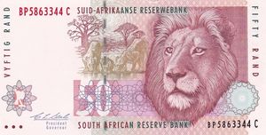 Banknote: 50 Rand (South Africa) (1992-1999 Issue) Wor:P-125x