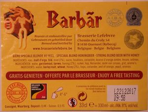 Drink Label: Barbar (Brouwerij Lefebvre, BelgiumCol:BE-BEER-018839