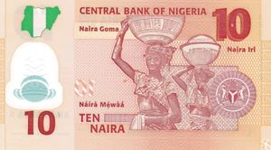 Banknote: 10 Naira (Nigeria(2009-2022 Polymer Issue) Wor:P-39b.1