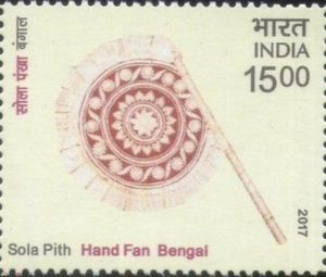 Stamp: Sola Pith Hand Fan, Bengal (India(Indian Hand Fans) Mi:IN 3316 ...